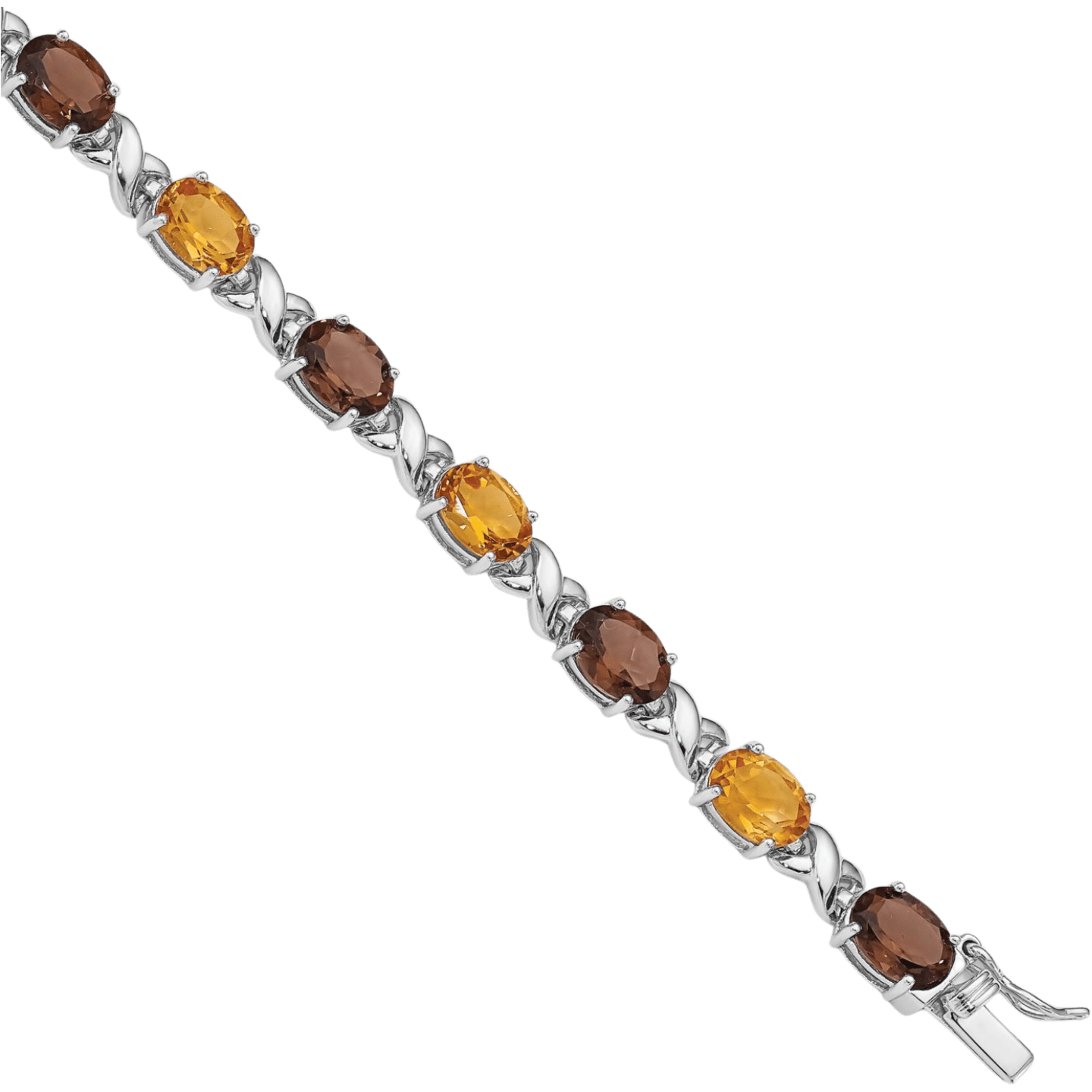925 Sterling Silver Brown Smoky Quartz Yellow Orange Citrine Chain ...