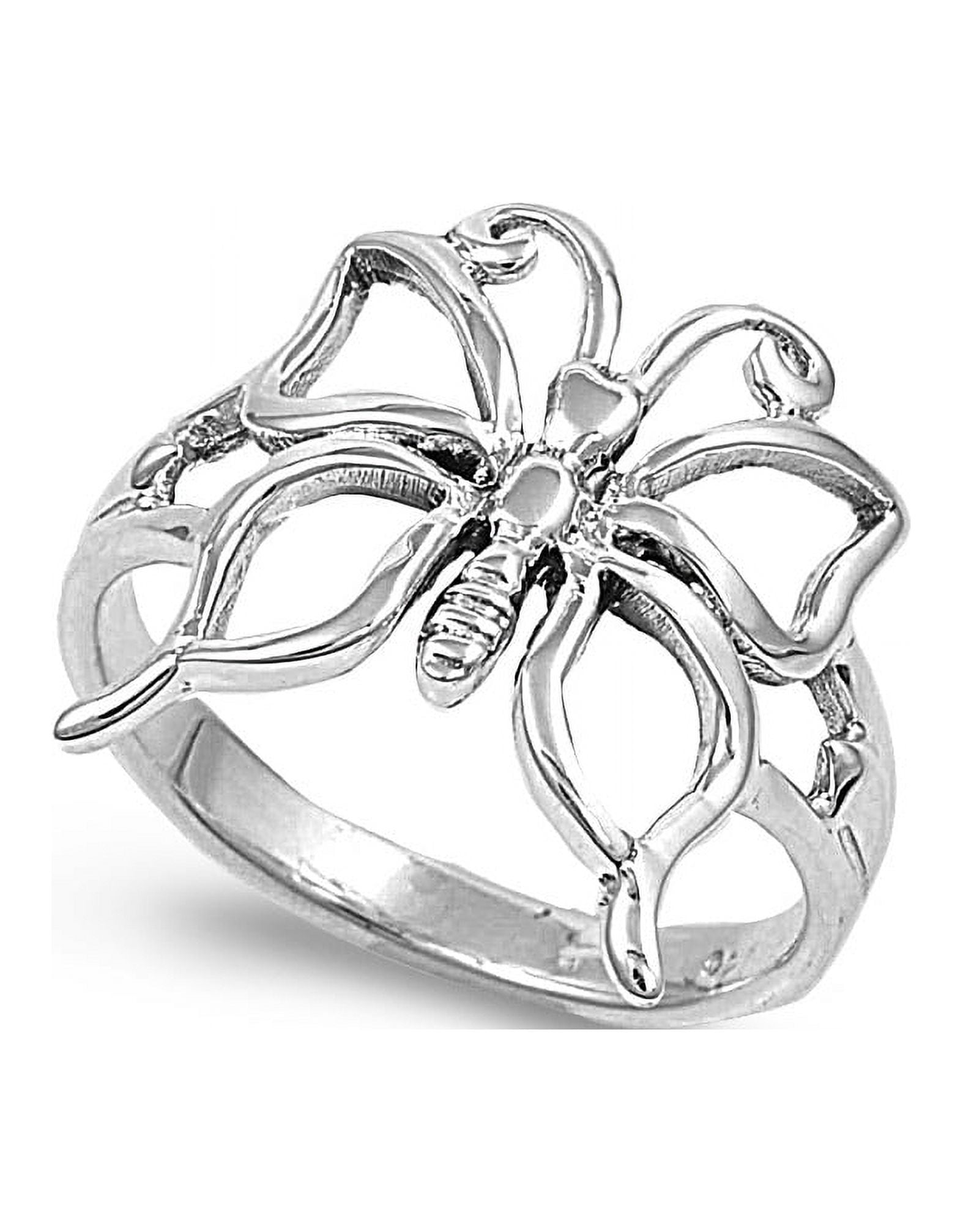 925 Sterling Silver Butterfly Haven Ring Size 9 - Walmart.com