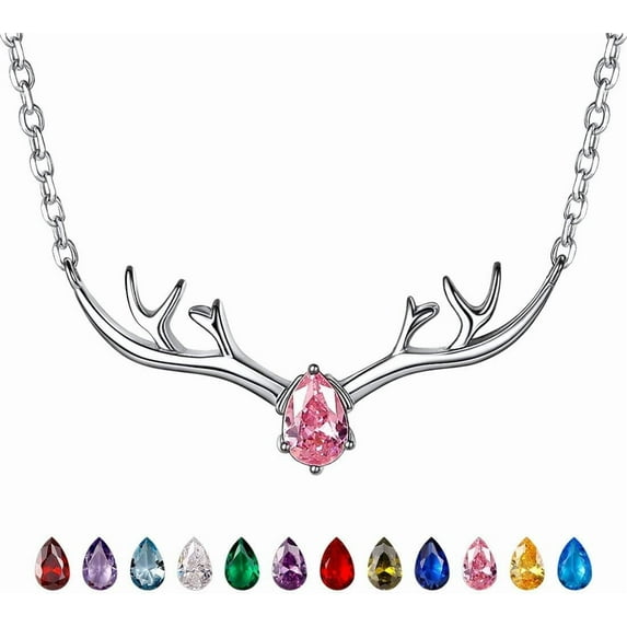 925 Sterling Silver Butterfly Necklace/Antler Deer Necklace,Adjustable ...