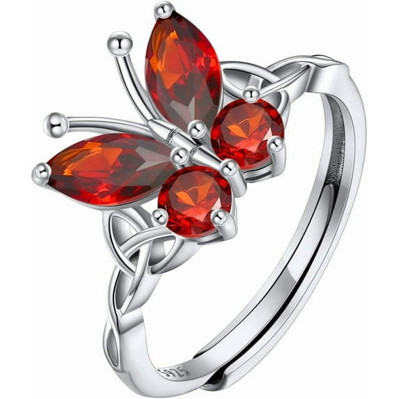 925 Sterling Silver Butterfly Ring,Adjustable Silver Birthstone Rings ...