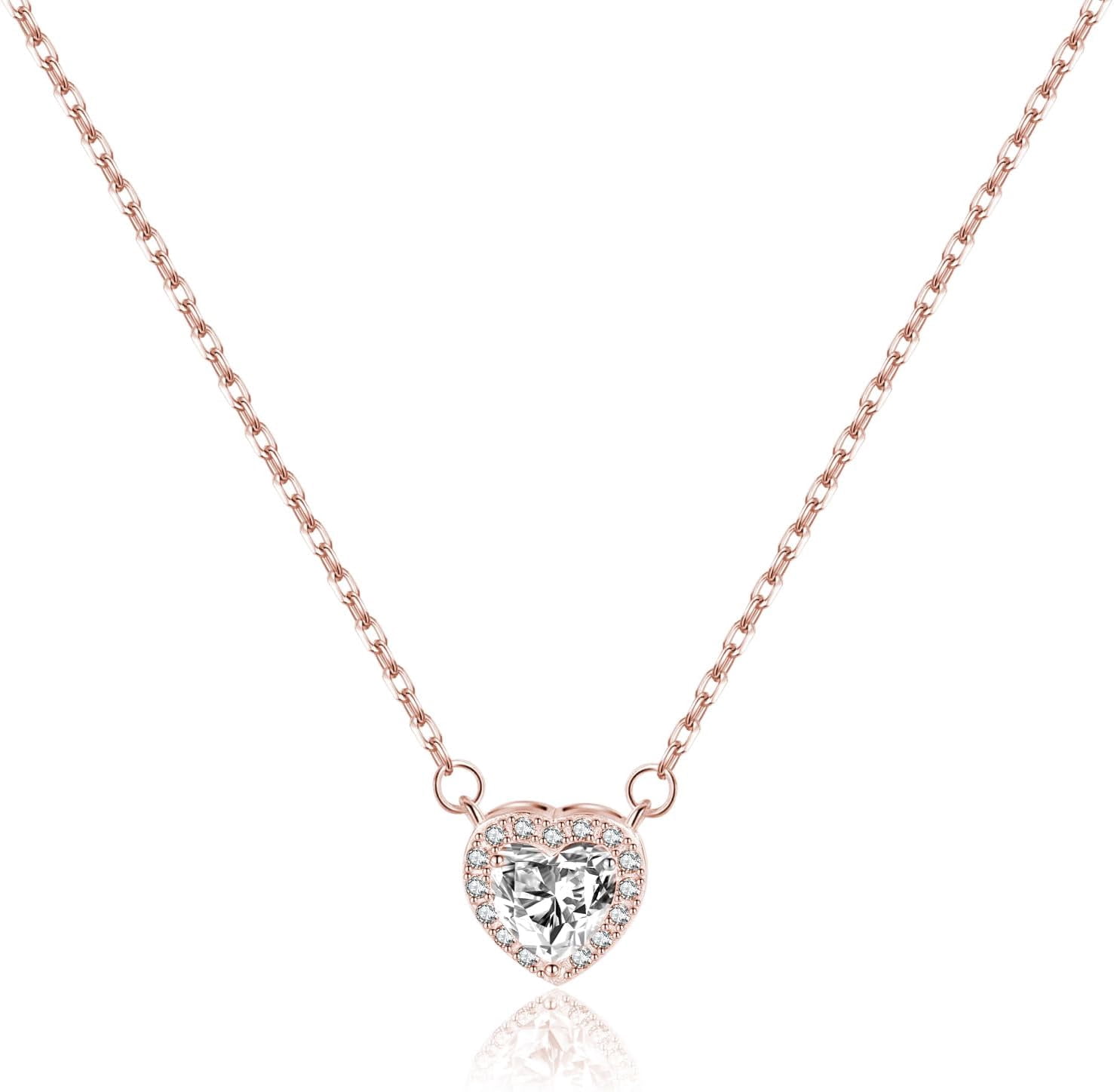 925 Sterling Silver CZ Love Choker Necklace for Women Teens Sweet Heart ...