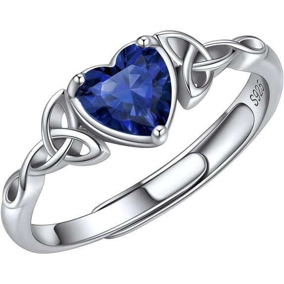 925 Sterling Silver Celtic Knot/Claddagh Heart Shape Birthstone Promise ...
