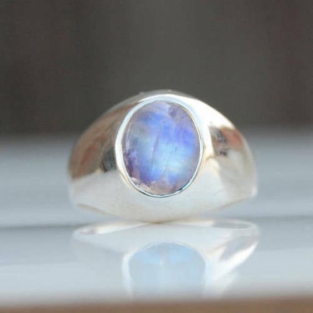 925 Sterling Silver Certified Moonstone Gemstone Christmas Mens Ring ...