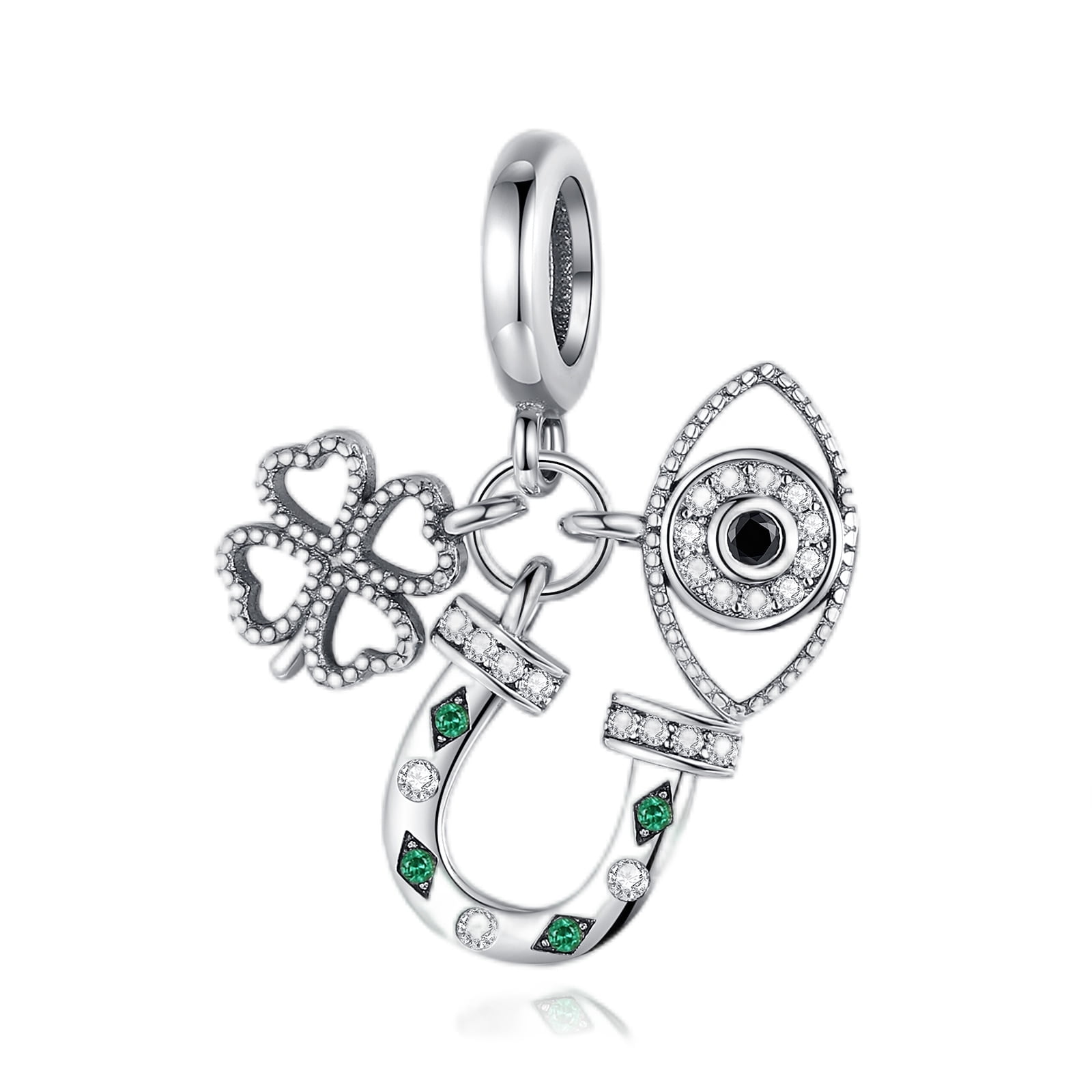 925 Sterling Silver Charm Bracelets Lucky Clover Dangle Charms Women ...