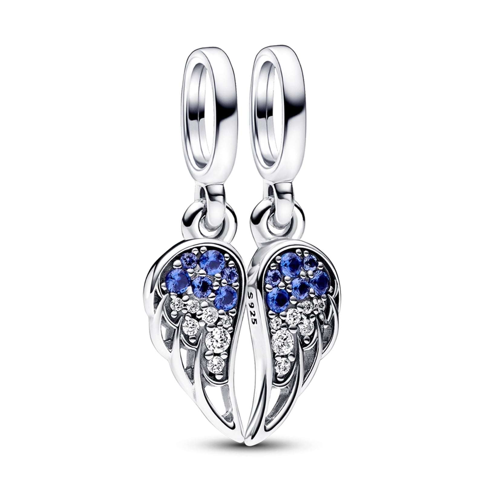 925 Sterling Silver Charm Bracelets Splitable Angel Wings Dangle Charm ...