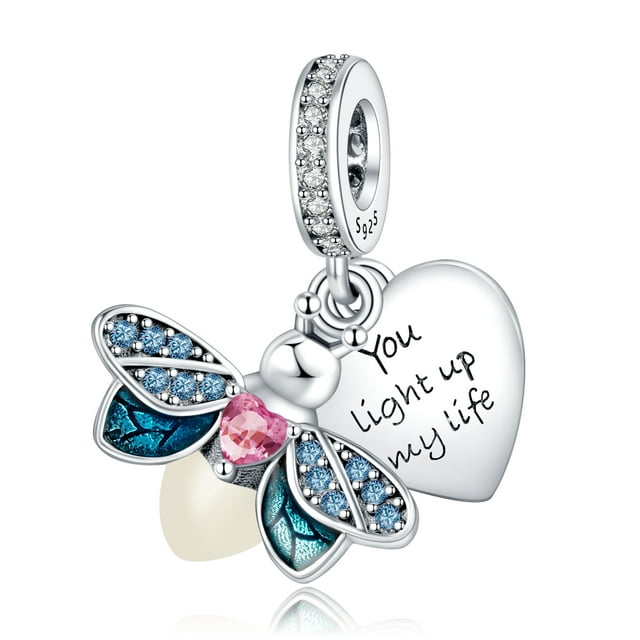 925 Sterling Silver Firefly Glow-at-Night Dangle Charm for Women's ...