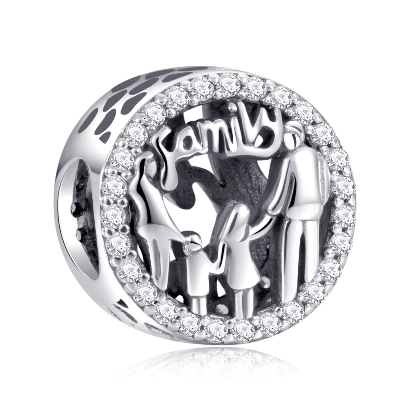 925 Sterling Silver Charm for Bracelets Openwork Family Together Bead ...
