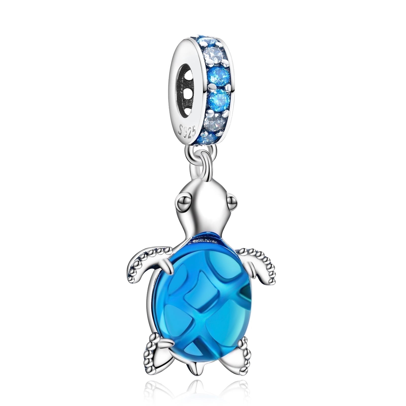 925 Sterling Silver Charm for Bracelets Sea Blue Turtle Dangle Bead ...