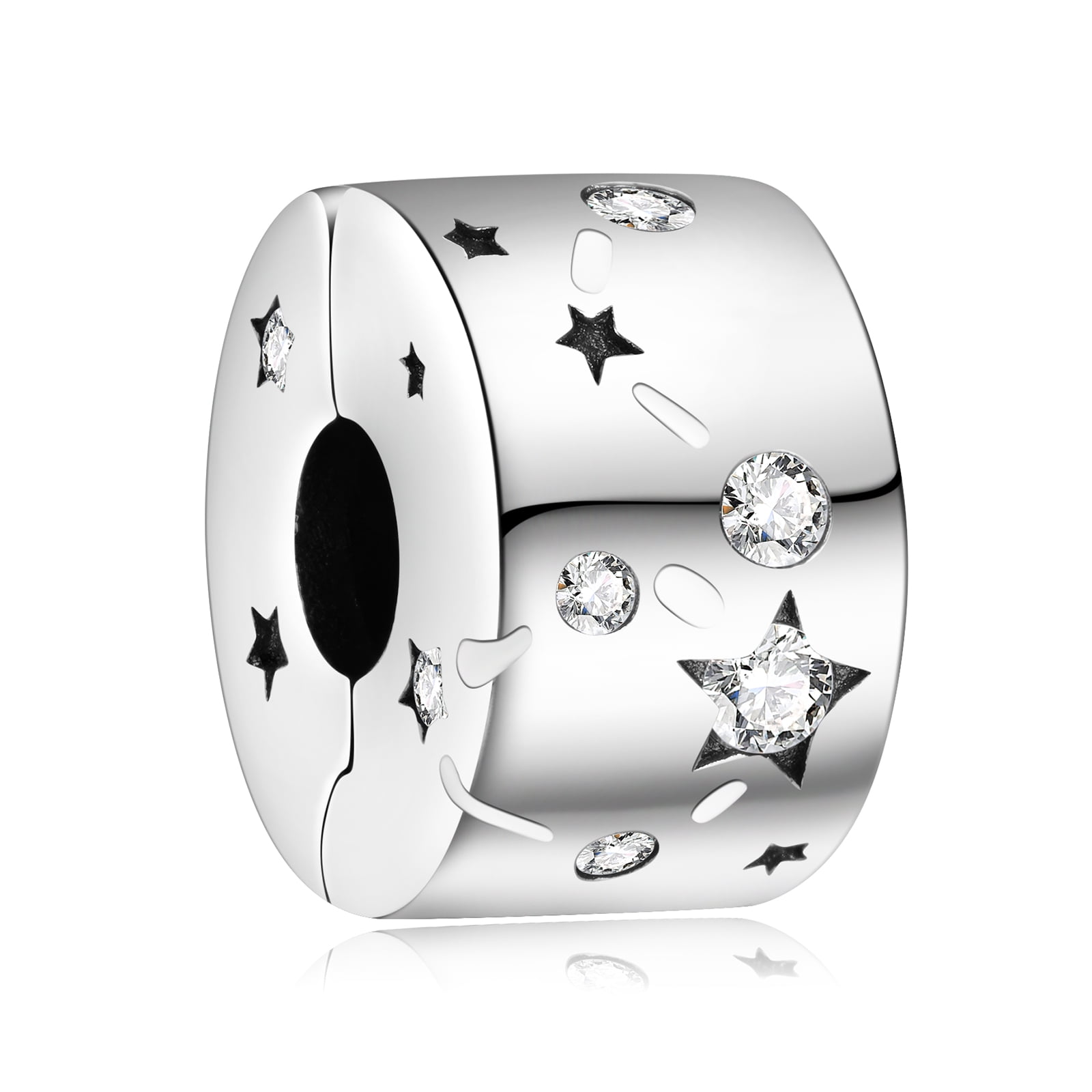 925 Sterling Silver Charm for Pandora Bracelets Clips Stoppers Stars ...