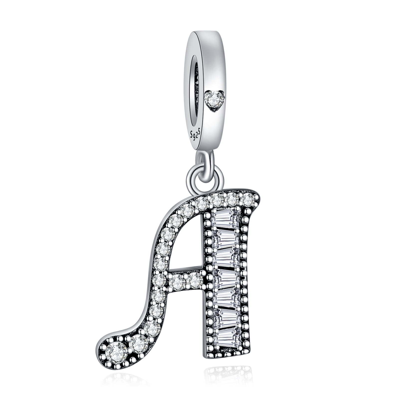 925 Sterling Silver Charm for Pandora Bracelets Letter A Pendant Name ...