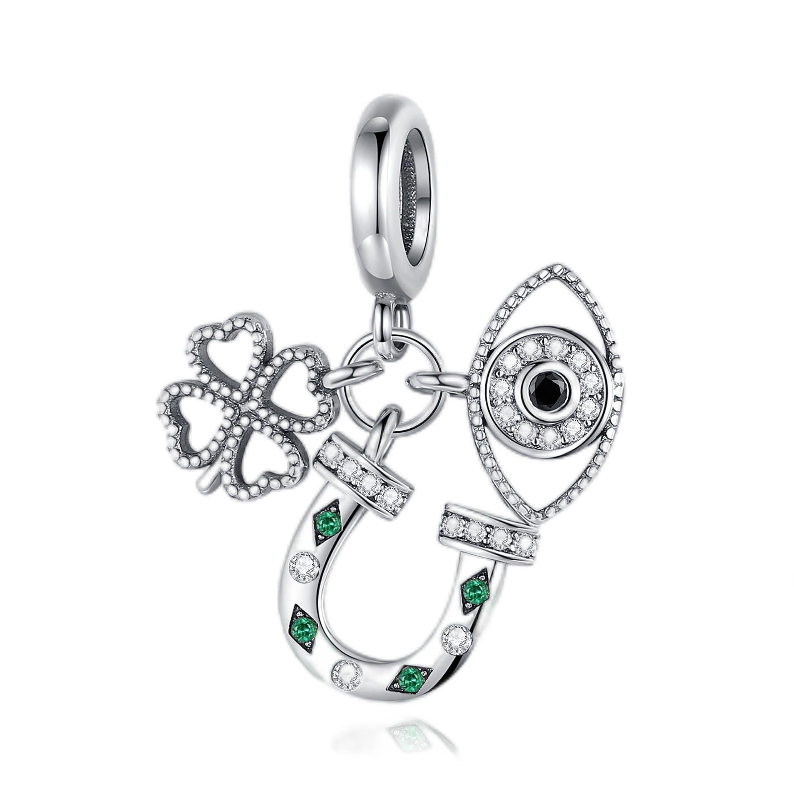 925 Sterling Silver Charm for Pandora Bracelets Lucky Clover Dangle ...