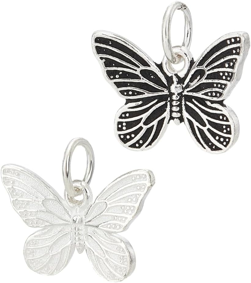 925 Sterling Silver Charms 2 Colors Butterfly Pendants Animal Dangle Charms with Jump Rings ...