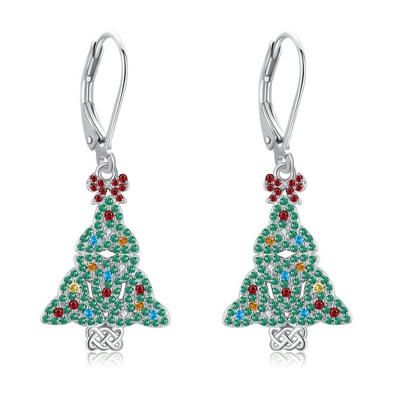 925 Sterling Silver Christmas Earrings Christmas Tree Earrings for ...