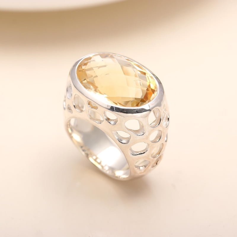 925 Sterling Silver Citrine Statement Ring – Handmade Designer Cocktail ...