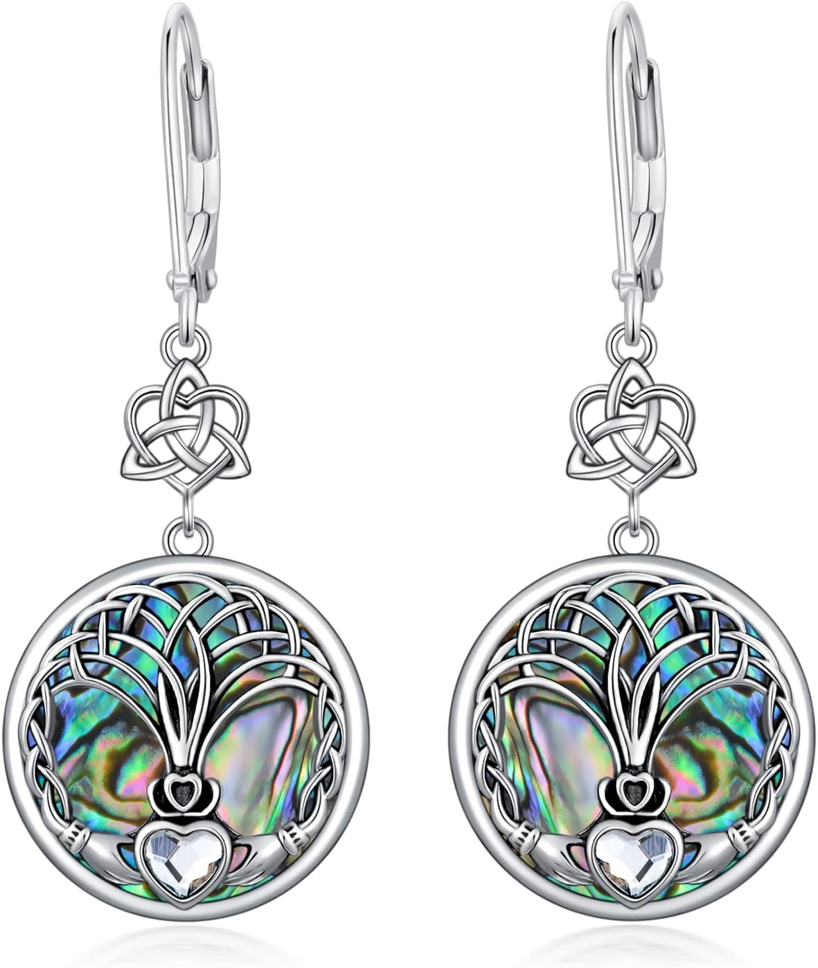 925 Sterling Silver Claddagh Earrings Celtic Dangle Earrings for Women ...