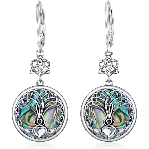 925 Sterling Silver Claddagh Earrings Celtic Dangle Earrings for Women ...
