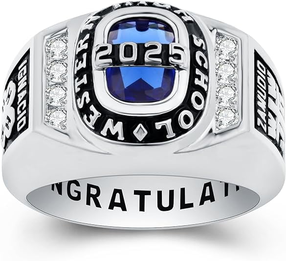 925 Sterling Silver Class Rings Cubic Zirconia Birthstone Rings Class ...