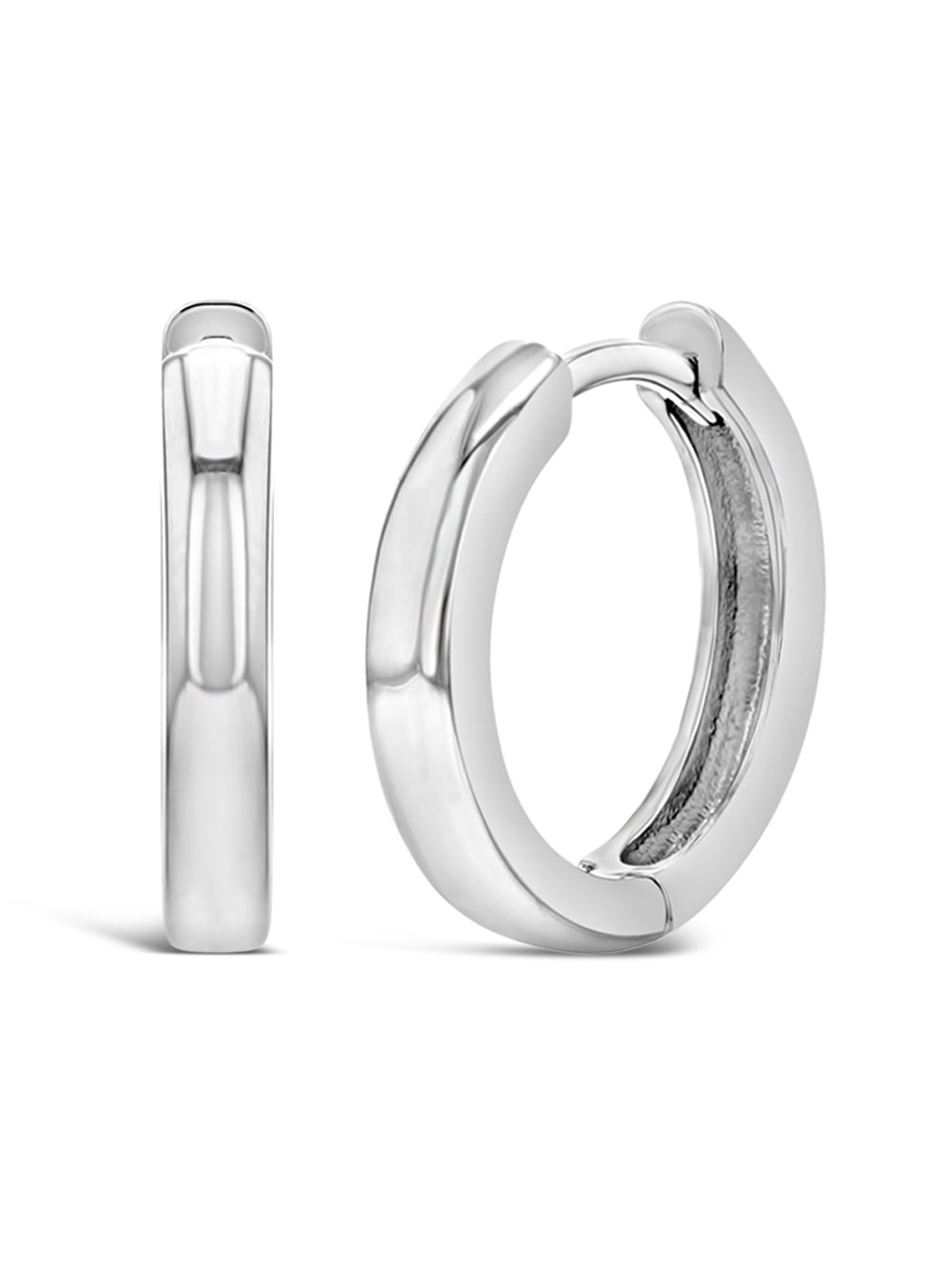 925 Sterling Silver Classic Small Plain Huggie Hoop Earrings For Girls ...