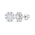 925 Sterling Silver Clear CZ Flower Screw Back Earrings For Little ...