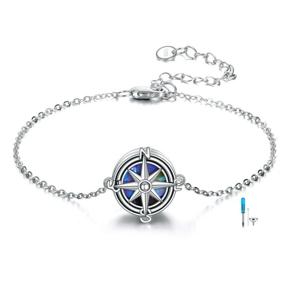 925 Sterling Silver Compass Bracelet Urn Bracelet for Ashes for Women ...