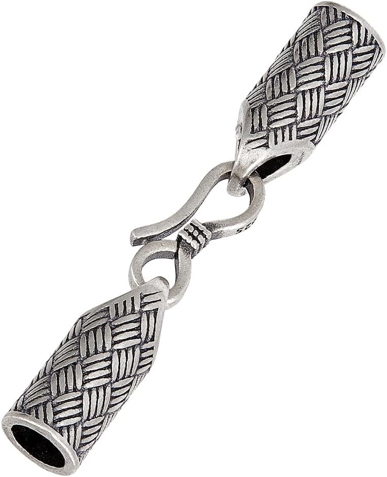 925 Sterling Silver Crimp End Cap 1.4 inches Long Barrel End Tip with ...