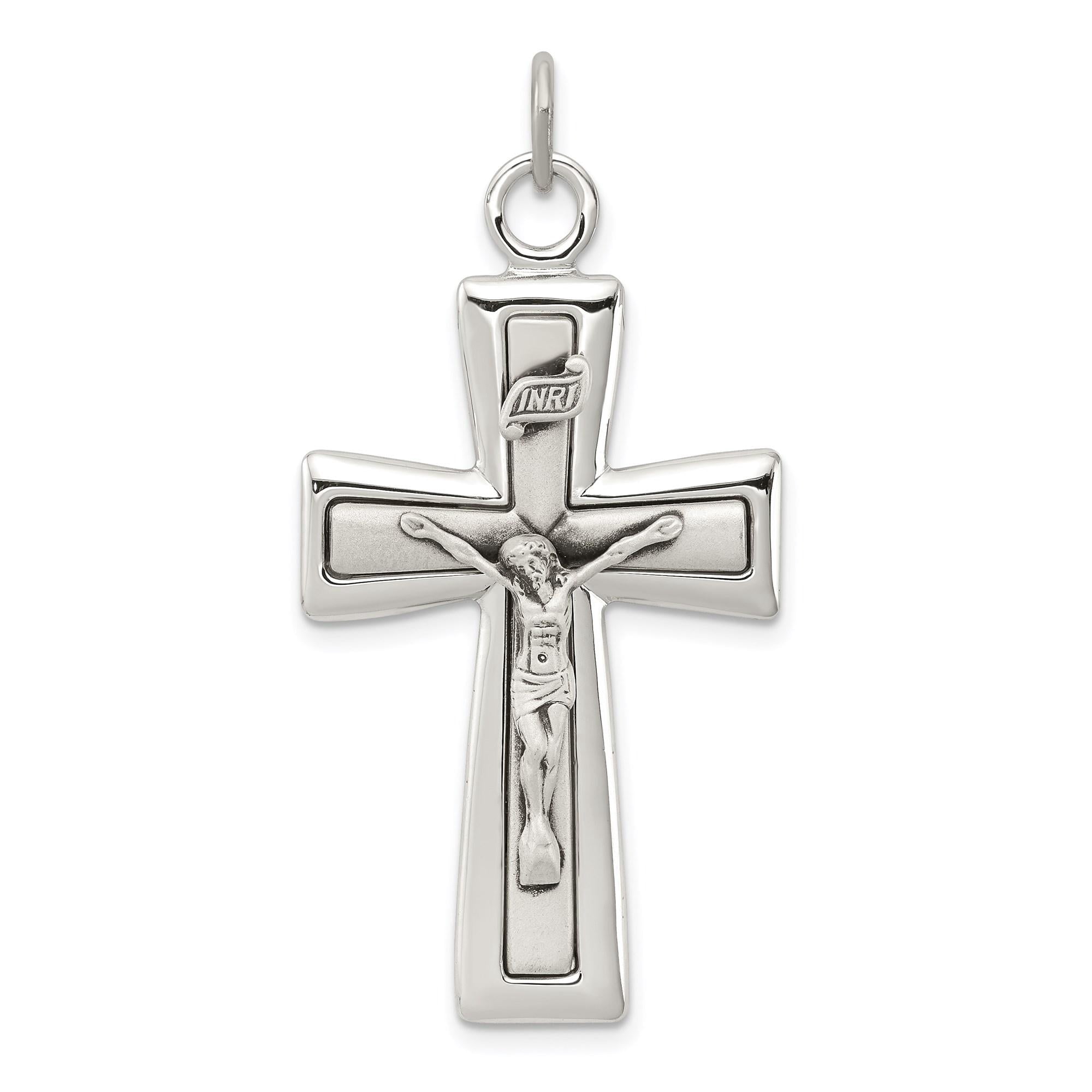 925 Sterling Silver Crucifix Cross Pendant Necklace for Men and Women ...
