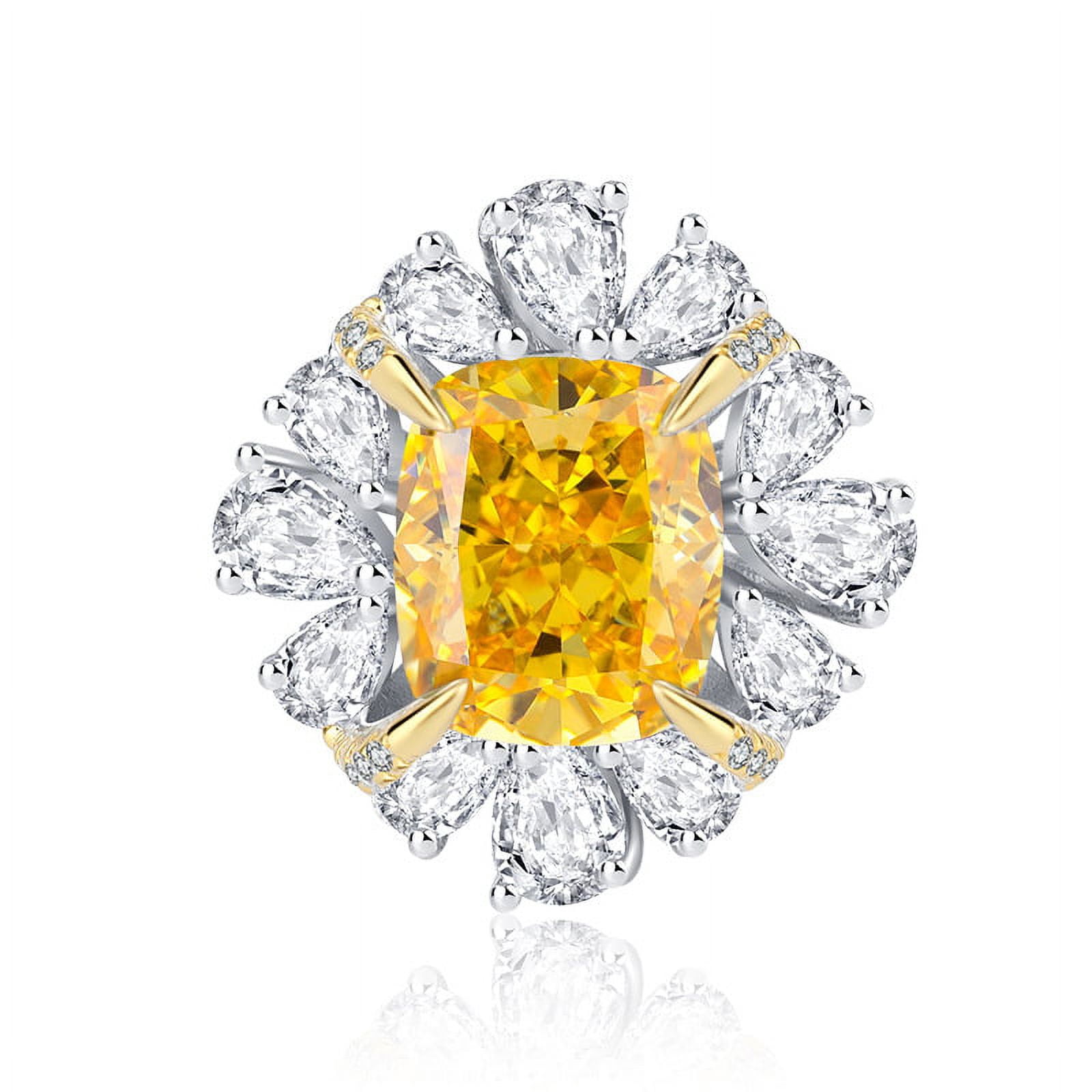 925 Sterling Silver Crushed Ice Cushion Cut Emerald Citrine High Carbon ...