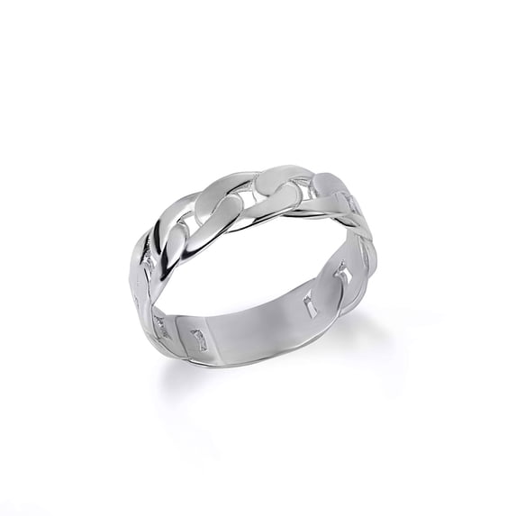 925 Sterling Silver Cuban Link Chain Ring (Size 8.25) - Walmart.com
