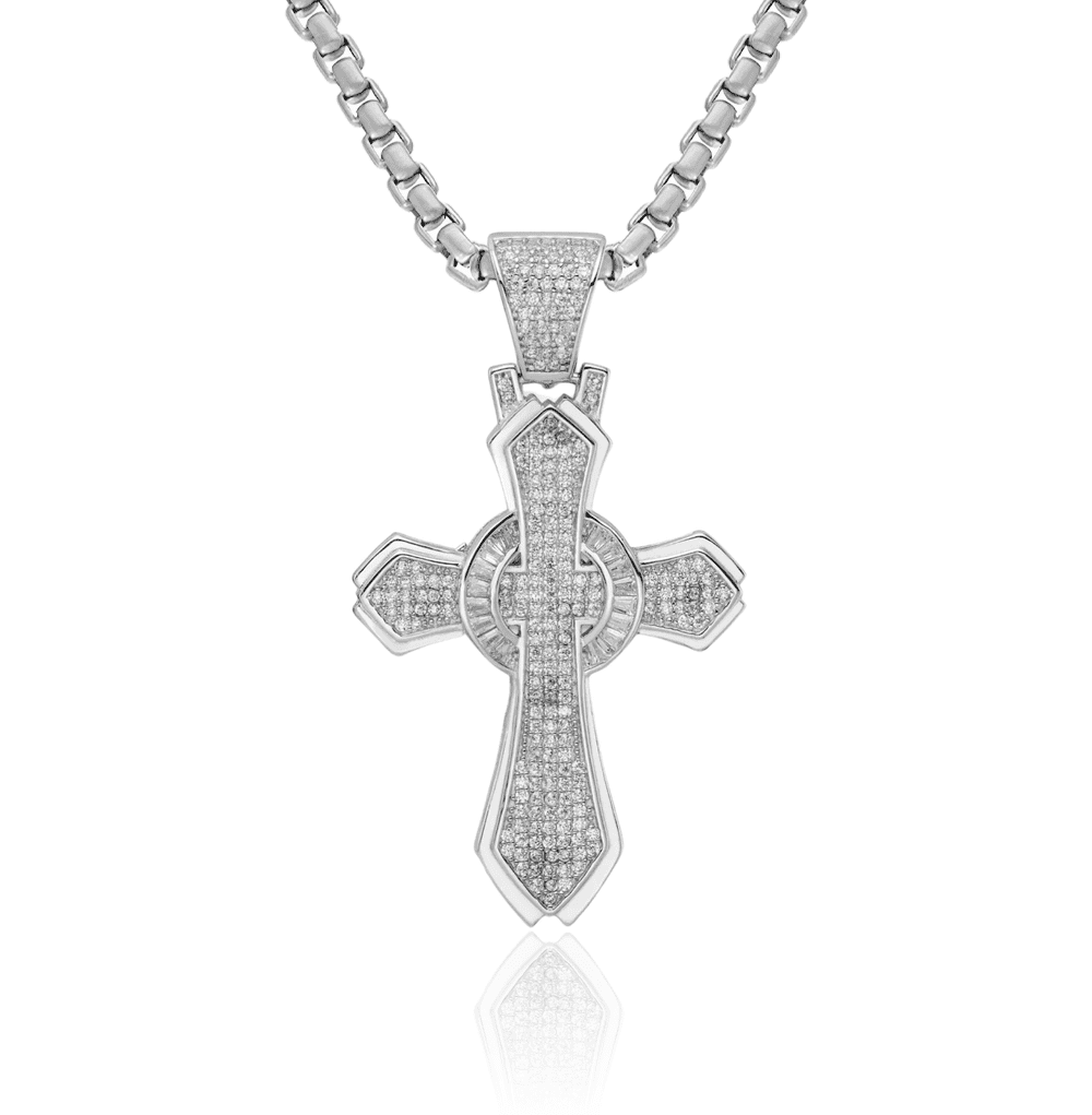 925 Sterling Silver Cubic Zirconia CZ Holy Cross Necklace Religious ...