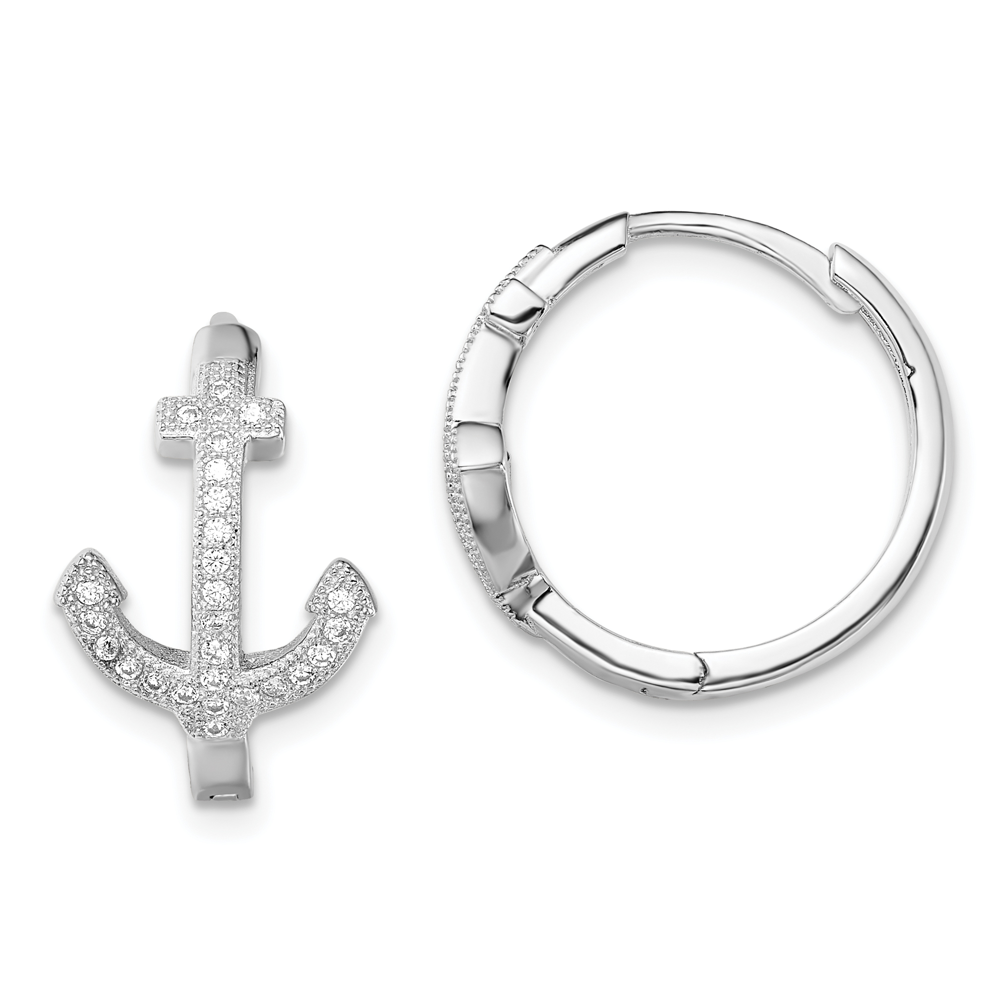 925 Sterling Silver Cubic Zirconia Cz Nautical Anchor Ship Wheel ...
