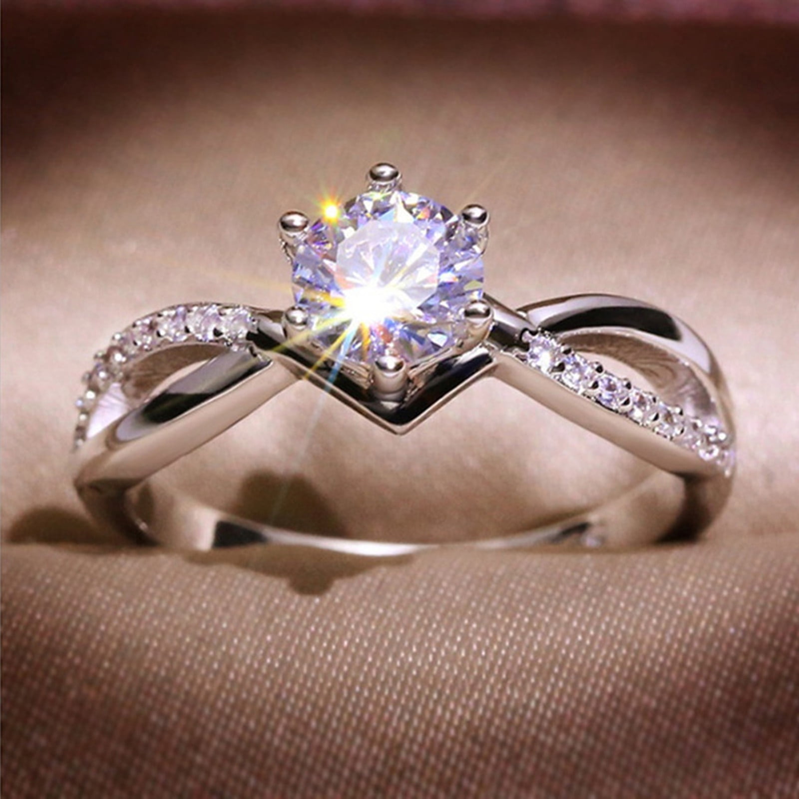 925 Sterling Silver Cubic Zirconia Ring for Women, Engagement & Wedding ...