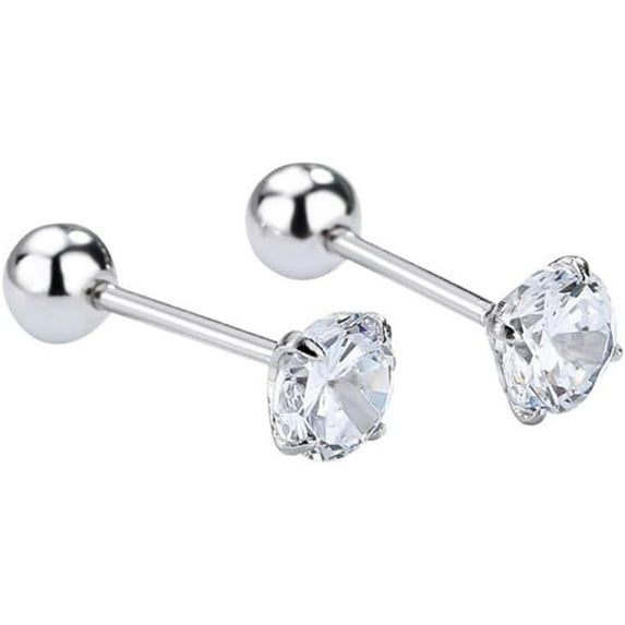 925 Sterling Silver Cubic Zirconia Stud Earrings for Women Men 3-6mm ...