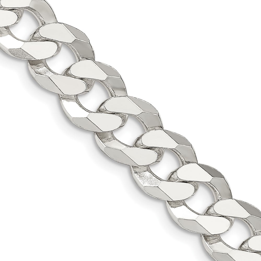 925 Sterling Silver Curb Chain Styles Necklace 12.3 mm Beveled 20 inch ...