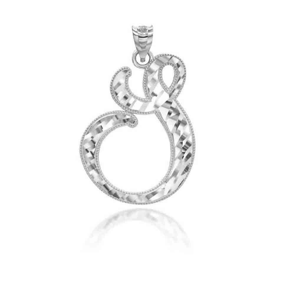 .925 Sterling Silver Cursive Diamond Cut Letter "A-Z" Initial (Pendant ...