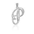 .925 Sterling Silver Cursive Diamond Cut Letter "A-Z" Initial (Pendant ...