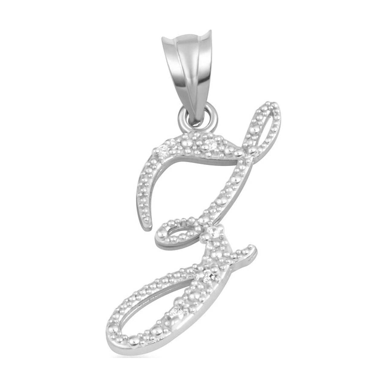 .925 Sterling Silver Cursive Letter Script "A-Z" CZ Initial (Pendant ...