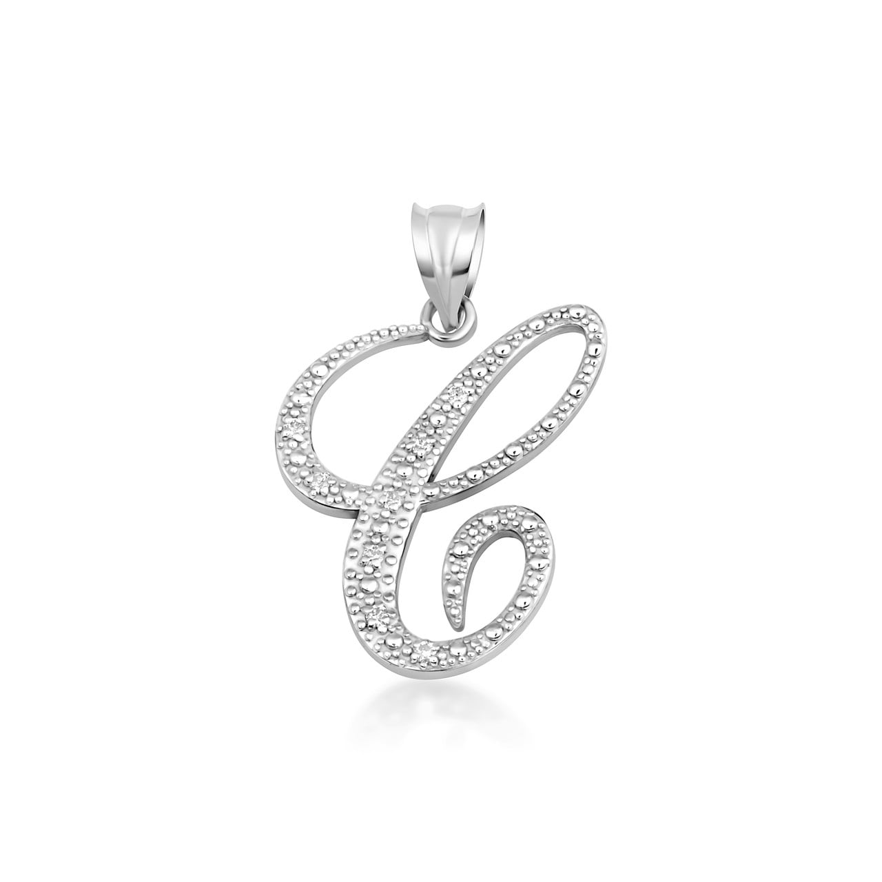 .925 Sterling Silver Cursive Letter Script "A-Z" CZ Initial (Pendant ...