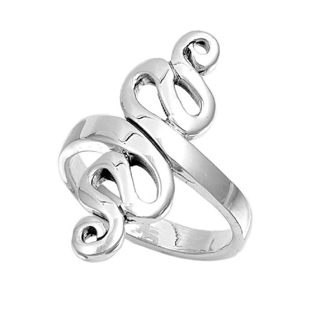 925 Sterling Silver Curvy Art Fashion Style Ring Size 10 - Walmart.com