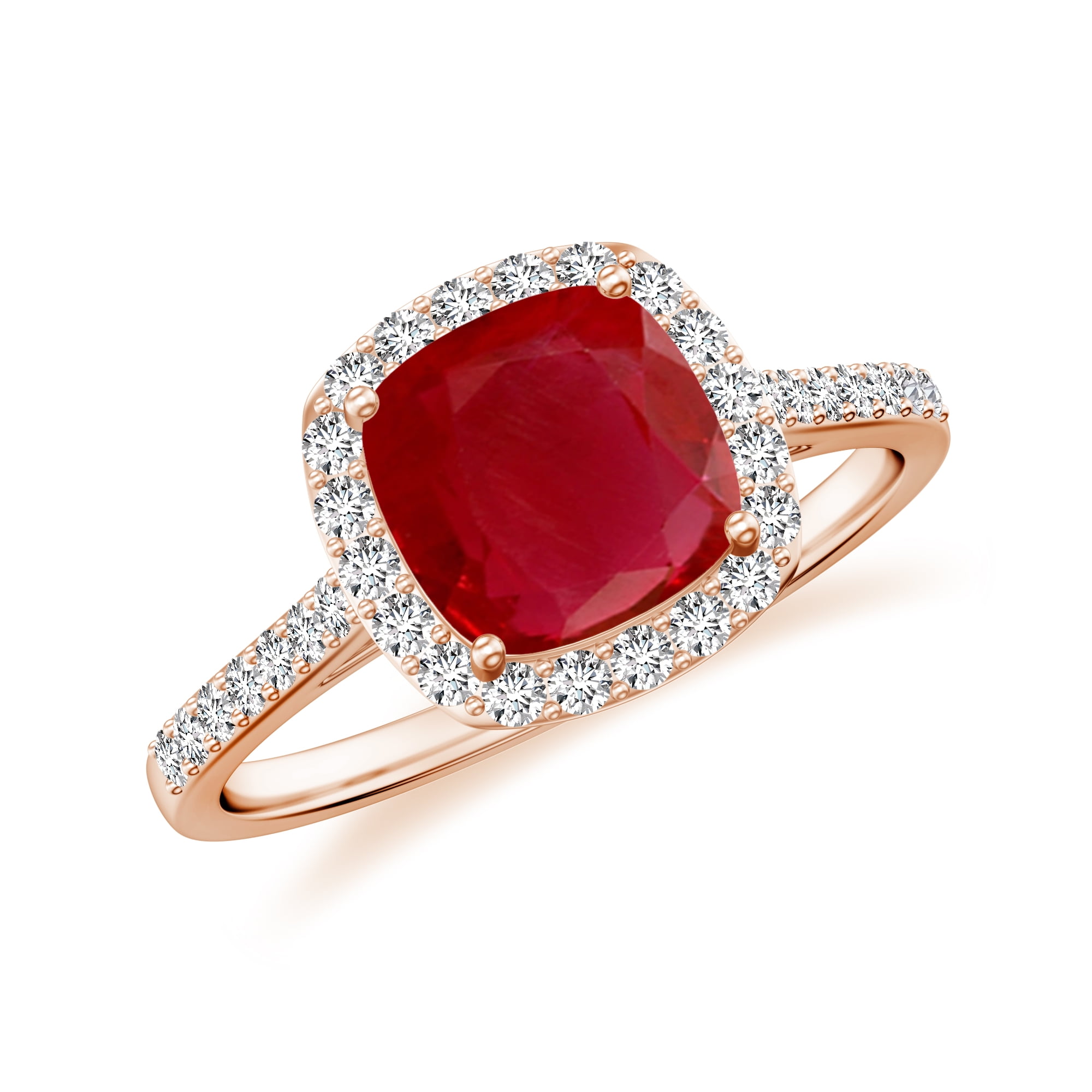 925 Sterling Silver Cushion Shaped Ruby Halo Ring, Moissanite ...