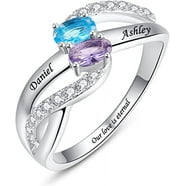 Personalized Mothers Rings with Names Custom 2-8 Simulated Birthstones ...