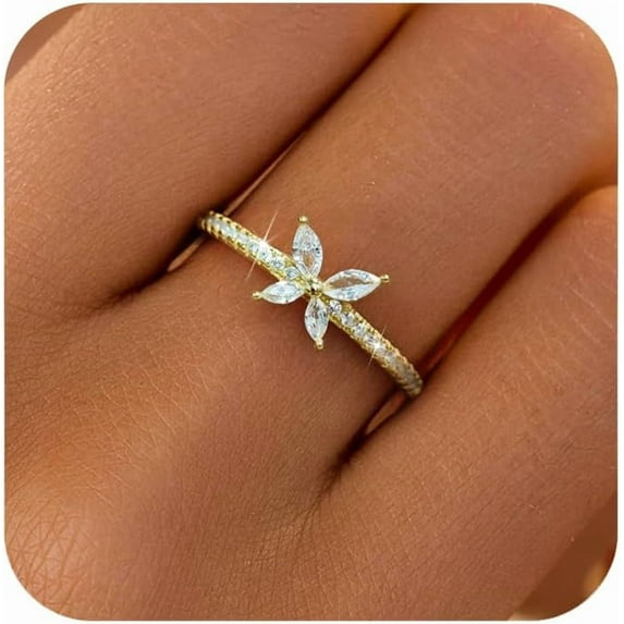 925 Sterling Silver Cute Butterfly Rings for Women Dainty 14k Gold ...