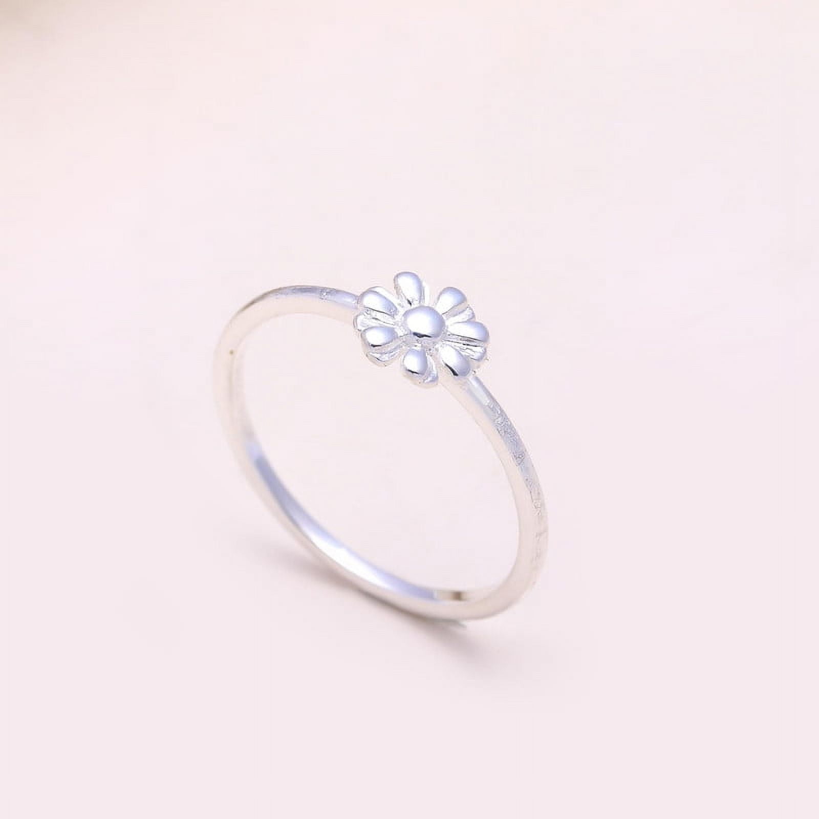 925 Sterling Silver Daisy Ring, Handmade Floral Band, Minimalist Flower Stacking Ring, Dainty ...