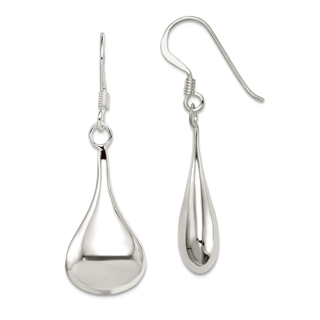 925 Sterling Silver Polished Shepherd hook Teardrop Earrings 35x13mm ...