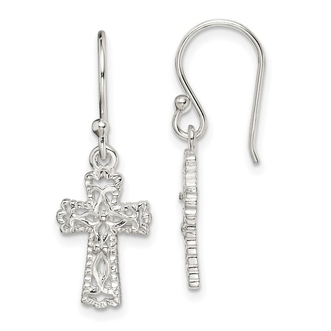 925 Sterling Silver Textured Polished Shepherd hook Religious Faith ...