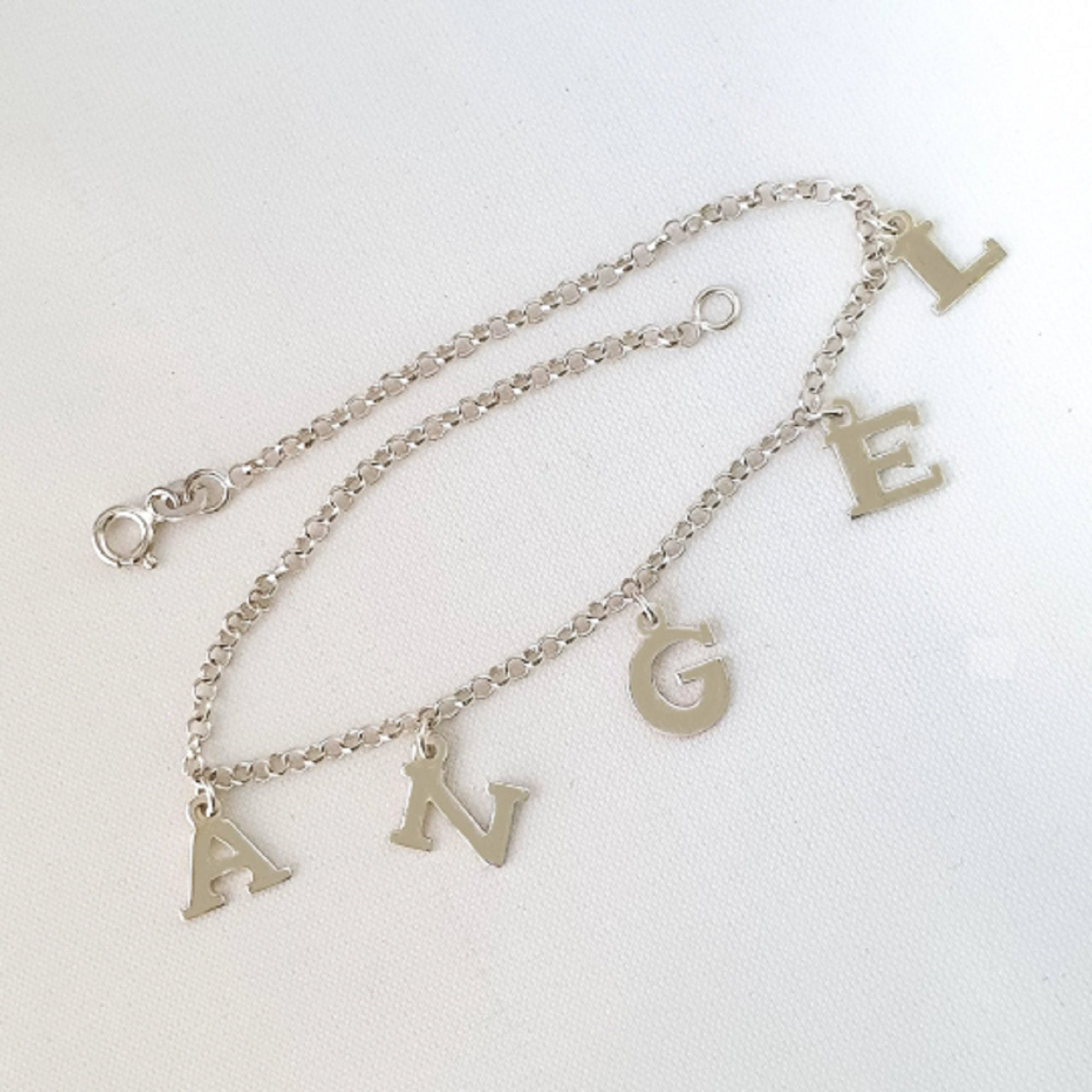 925 Sterling Silver Dangling ANGEL Link Chain Anklet Bracelet - Walmart.com