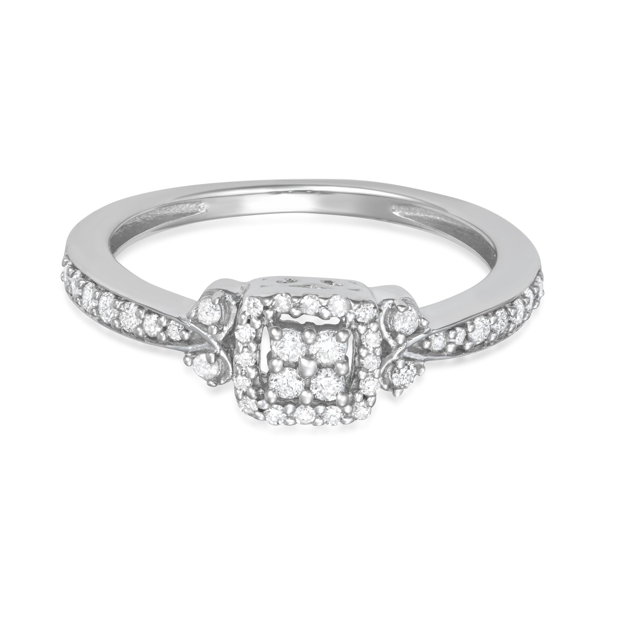 925 Sterling Silver Diamond Cluster Engagement Ring for Women, White ...