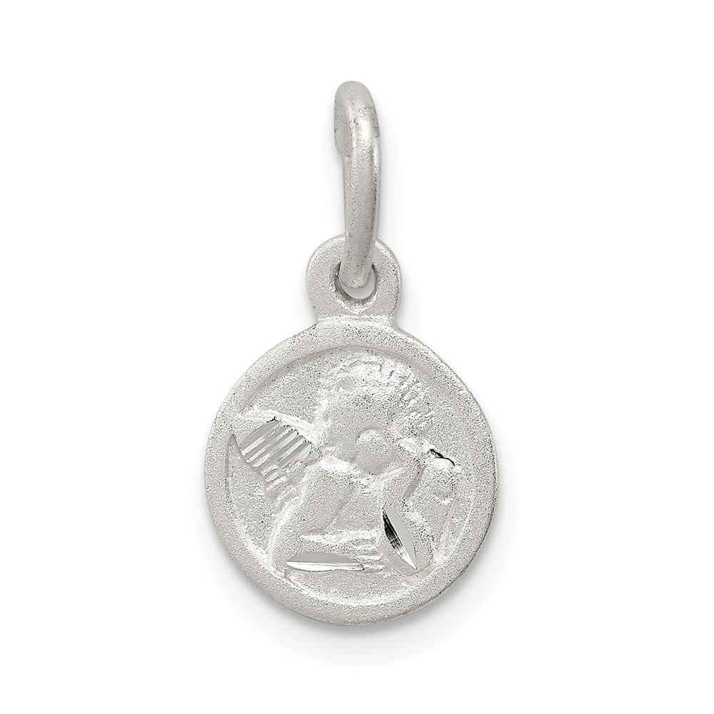 925 Sterling Silver Diamond Cut Cherub Disk Charm Pendant Fine Jewelry ...