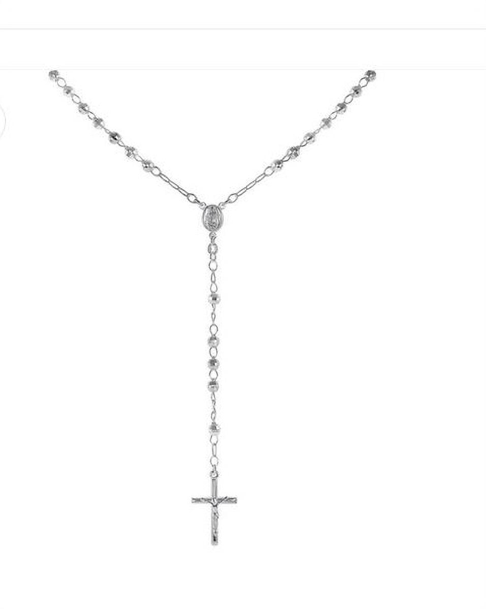 925 Sterling Silver Diamond Cut Italian 3mm Rosary Beads Chain with ...