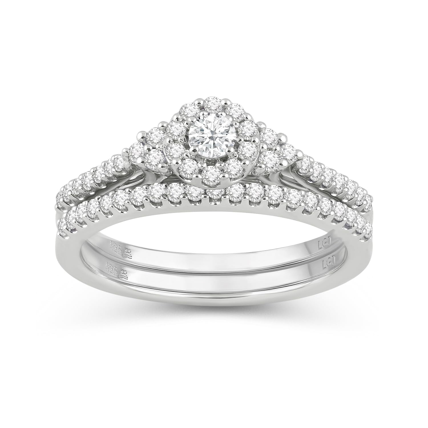 925 Sterling Silver Diamond Ring for Women | 0.50 CTW Round Bridal Set ...