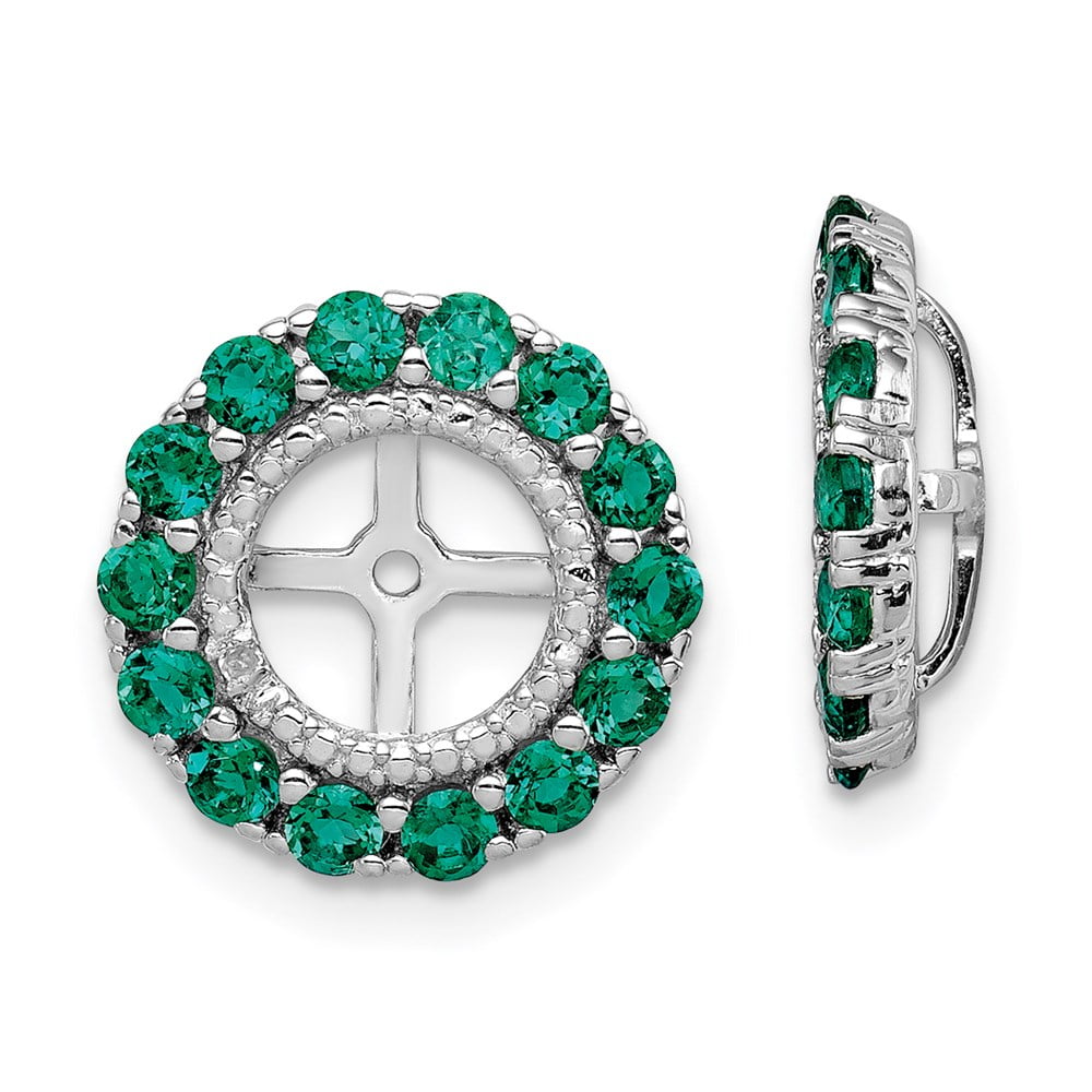 925 Sterling Silver Diamond and Lab Created Emerald Earring Jackets ...